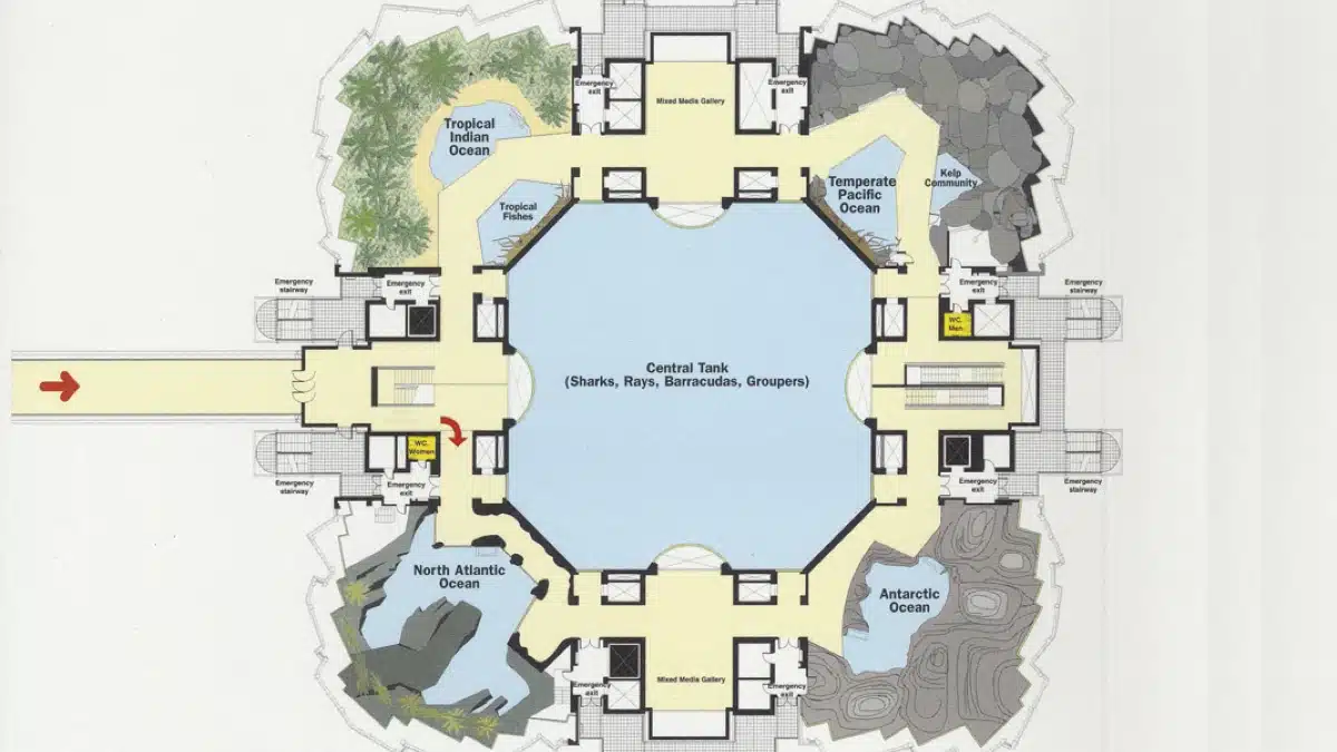 Lisbon Oceanarium Map and Facilities - Lockers, First-Aid